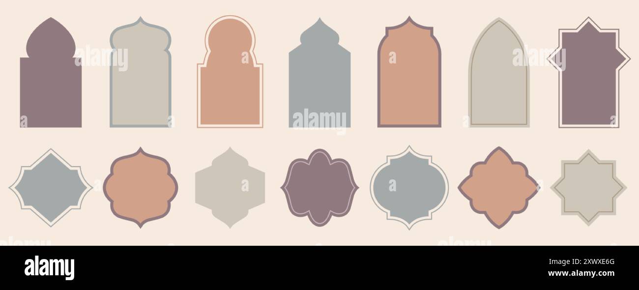 Old islamic window shape in oriental style. Arabic frames, borders or ...