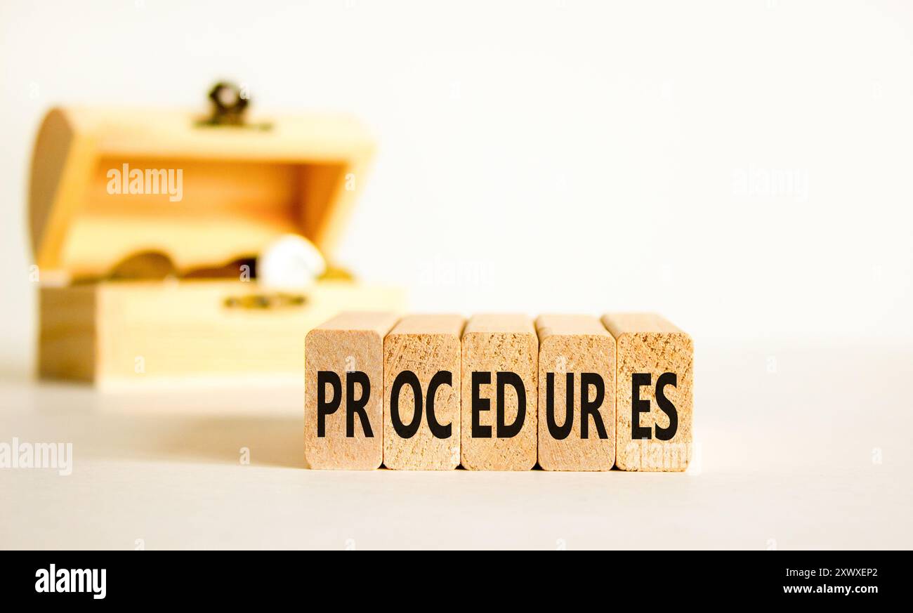Procedures symbol. Concept word Procedures on beautiful wooden blocks ...