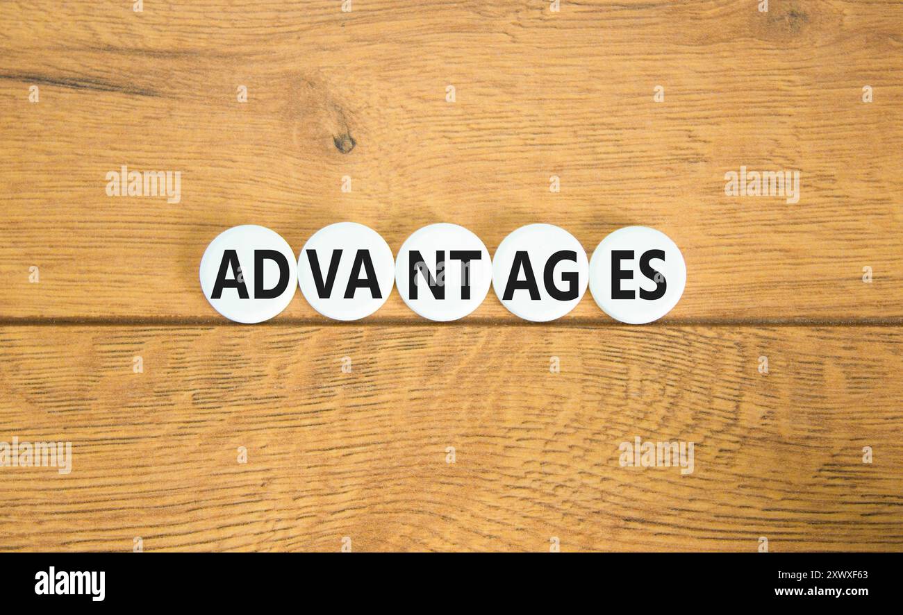 Advantages symbol. Concept word Advantages on beautiful white pill ...