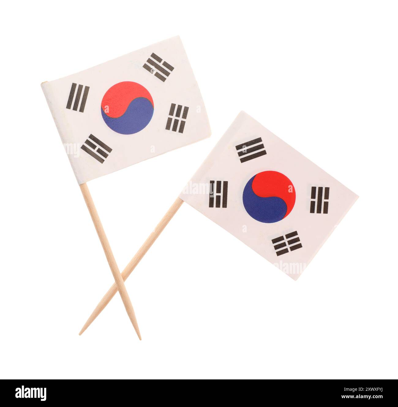 Small paper flags South Korea of isolated on white Stock Photo - Alamy