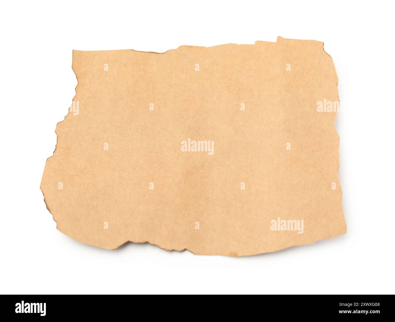 Piece of old paper with dark burnt borders isolated on white Stock ...