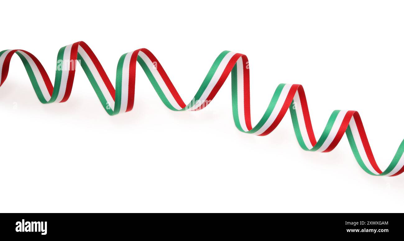Ribbon with Italy flag pattern isolated on white, top view Stock Photo ...