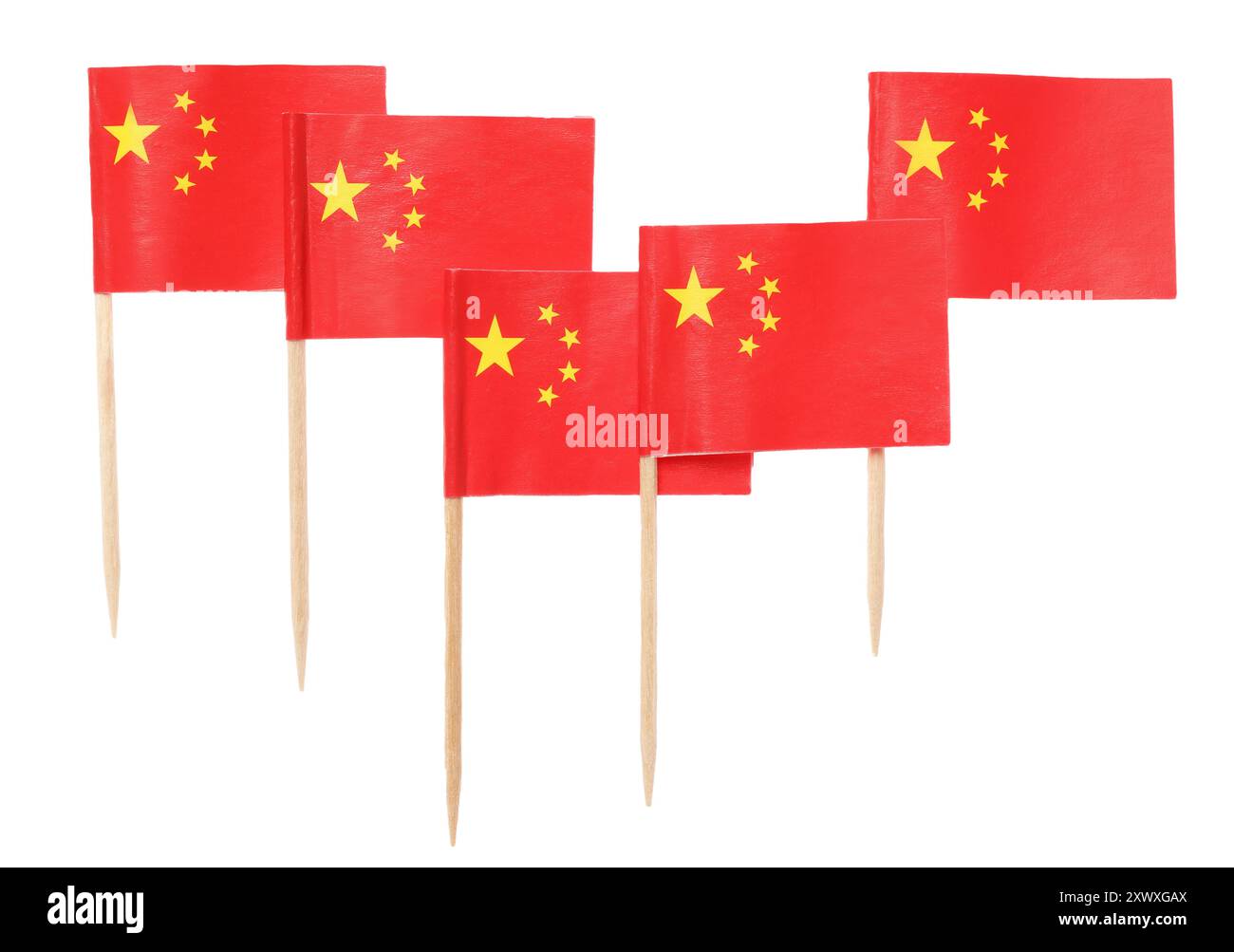 Small paper flags of China isolated on white Stock Photo - Alamy