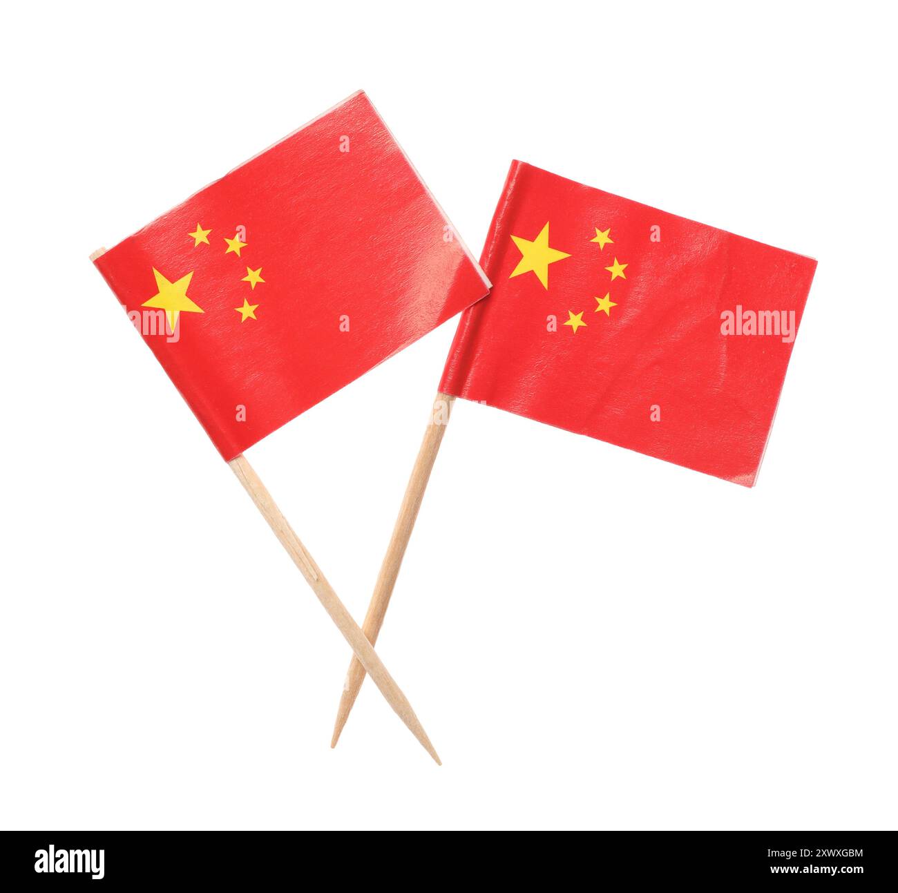 Small paper flags of China isolated on white Stock Photo - Alamy