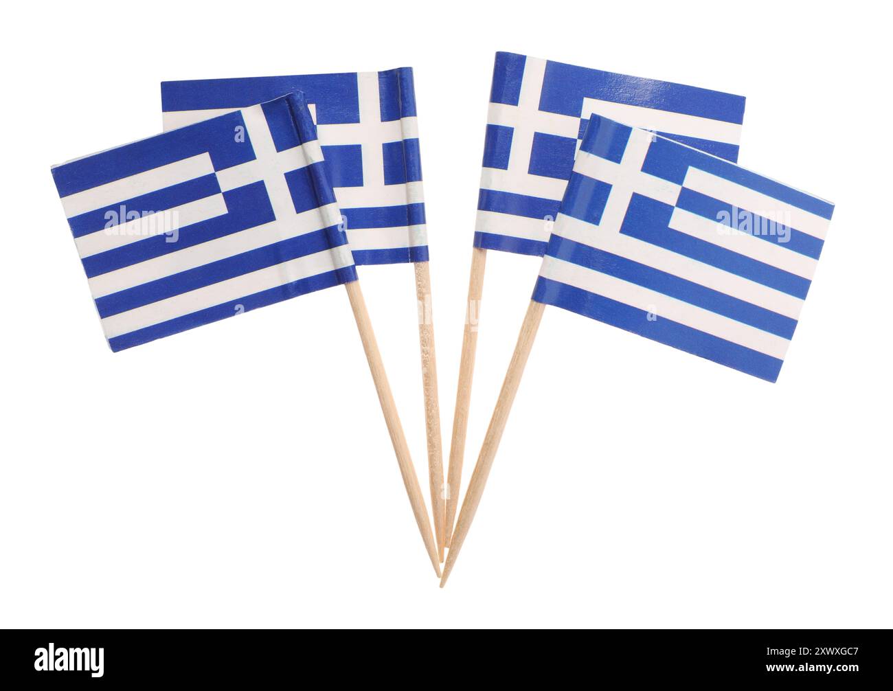 Small paper flags of Greece isolated on white Stock Photo - Alamy