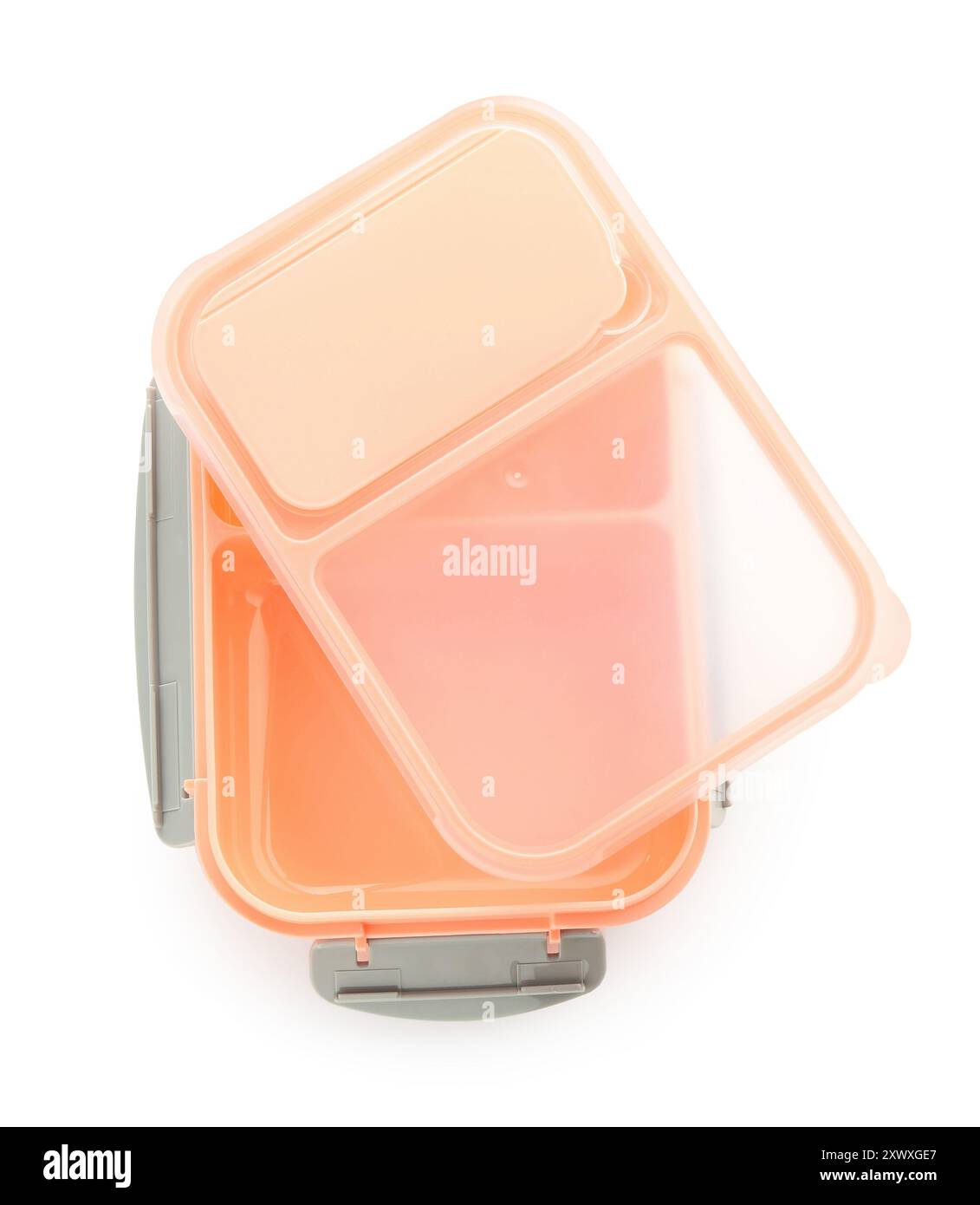 Plastic lunch box and lid isolated on white, top view Stock Photo - Alamy