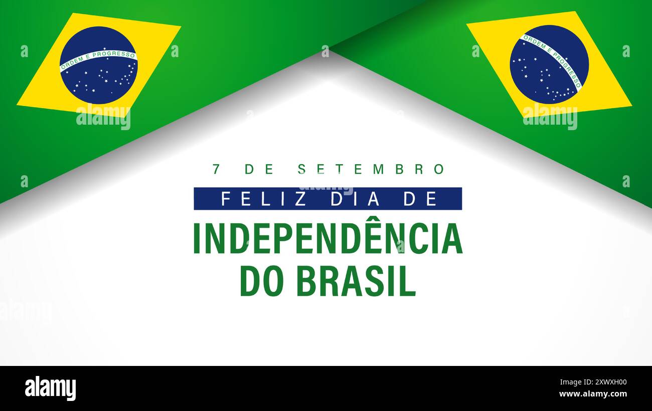 7 de Setembro, Feliz Dia de Independencia do Brasil banner with flags ...