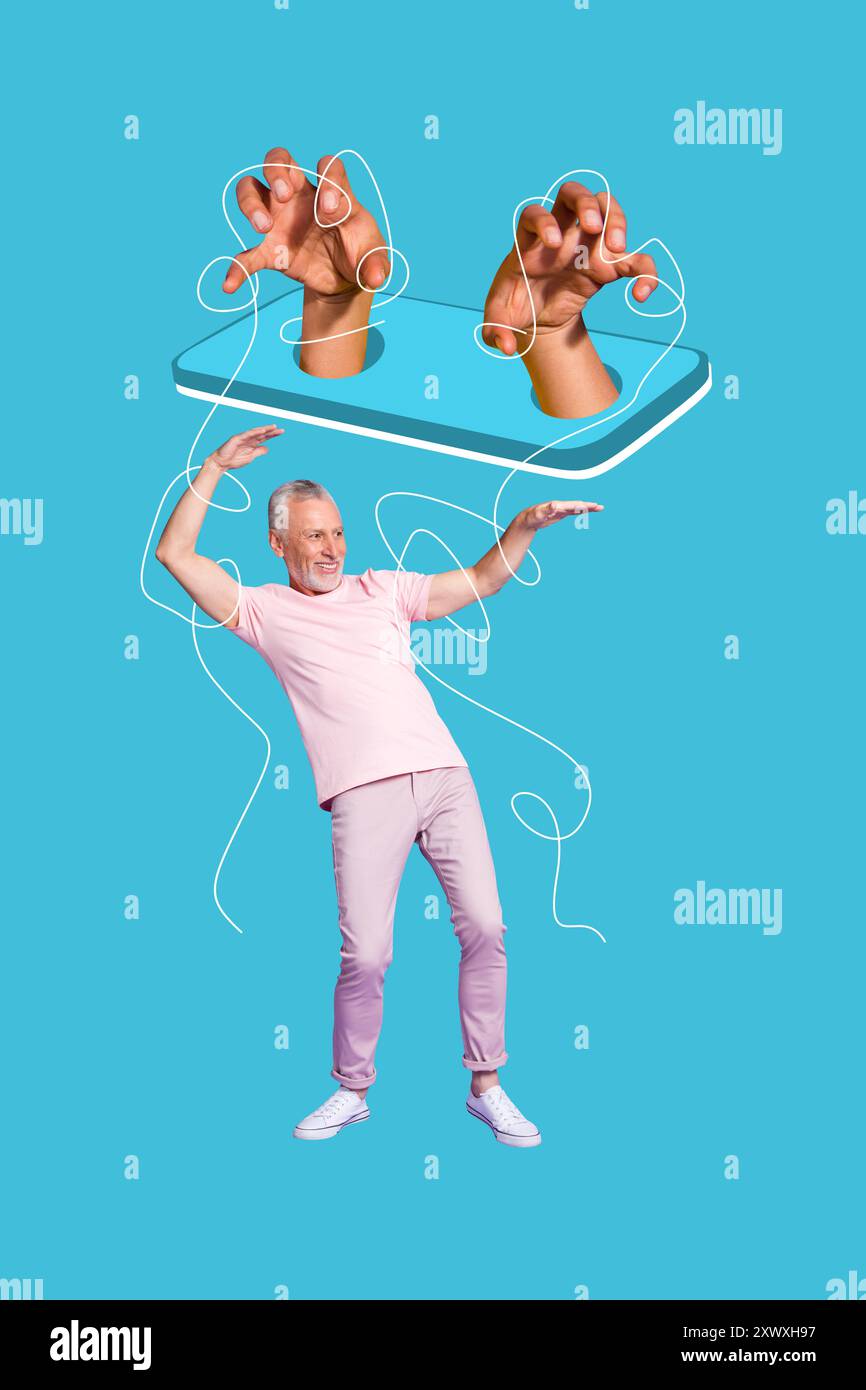 Composite artwork 3D sketch image photo collage of huge smartphone ...