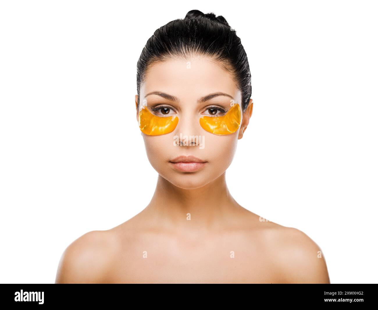 Beauty treatment. Beautiful young woman with clear-up patches on her ...