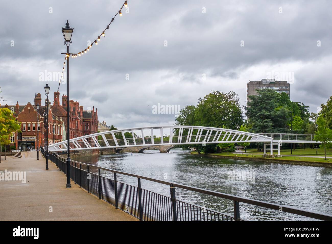 Bedford, England - 8th July 2024: The Riverside and Town Bridges ...