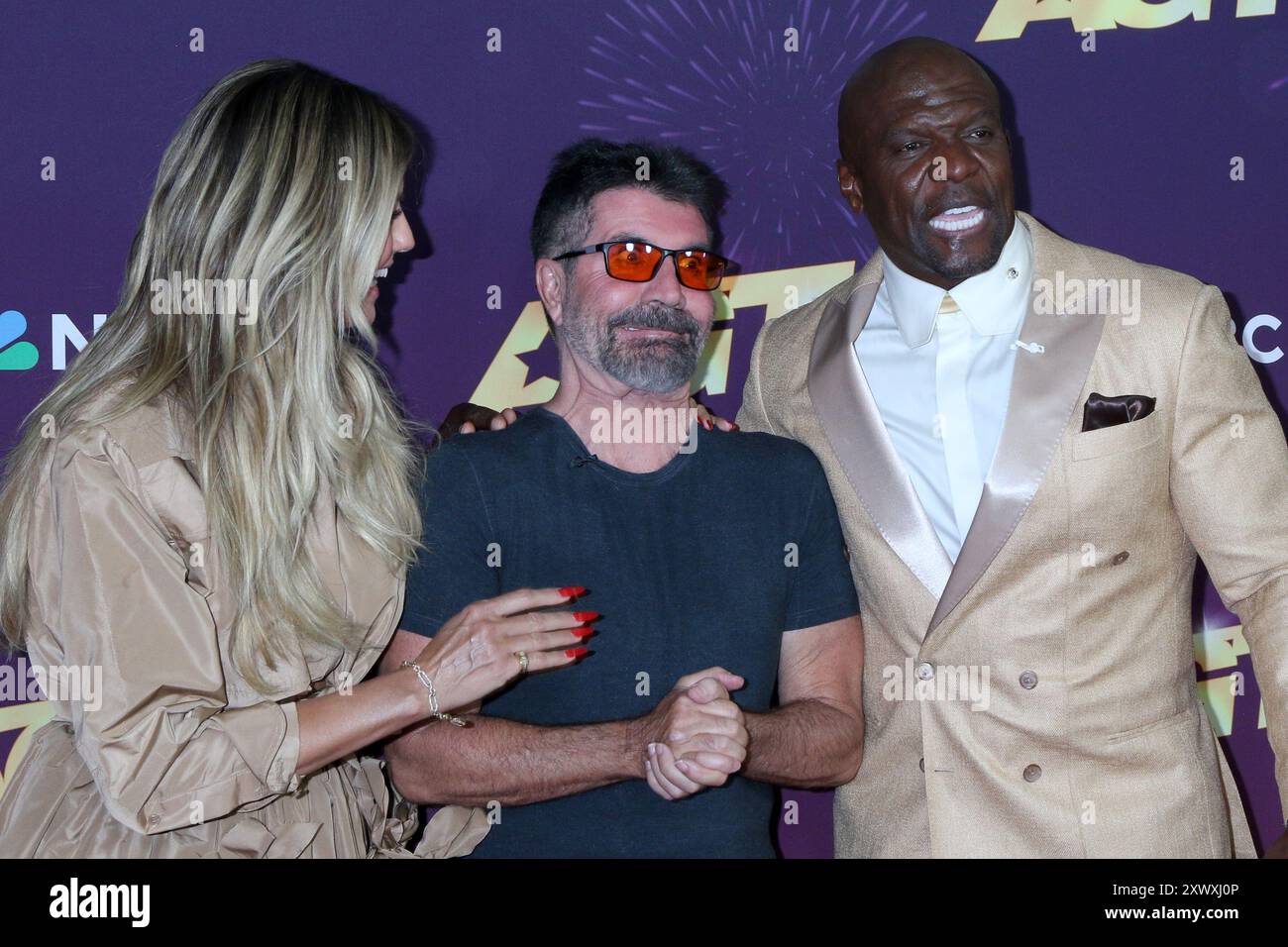 August 20, 2024, Pasadena, Ca, USA: LOS ANGELES - AUG 20: Heidi Klum, Simon Cowell, Terry Crews ...