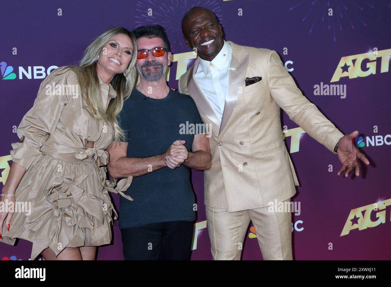 August 20, 2024, Pasadena, Ca, USA: LOS ANGELES - AUG 20: Heidi Klum, Simon Cowell, Terry Crews ...