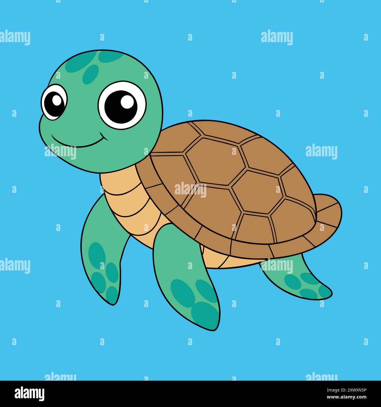 Sea Turtle Illustration - Cute and Detailed Marine Turtle Vector Art ...
