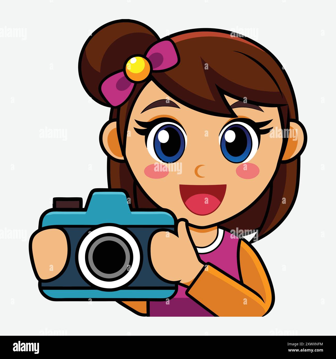 Girl holding a camera for World Photography Day vector, perfect for ...