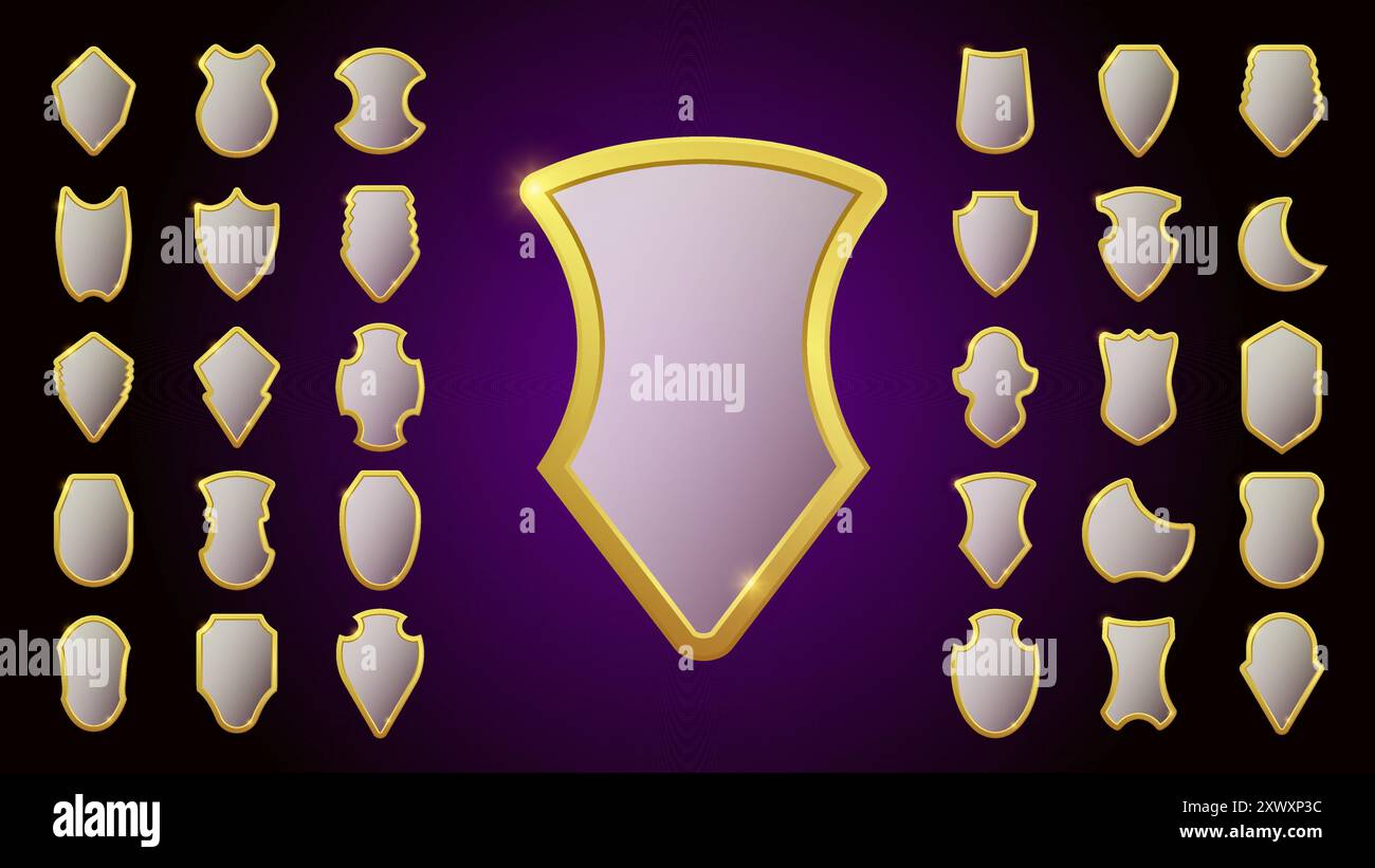 Set of 3d glass shield protections. Vector illustration Stock Vector ...