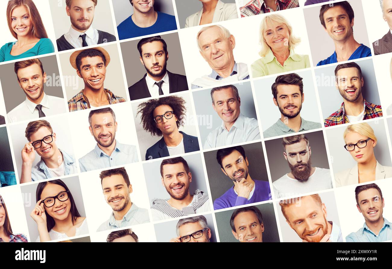 All about people. Collage of diverse multi-ethnic and mixed age people ...