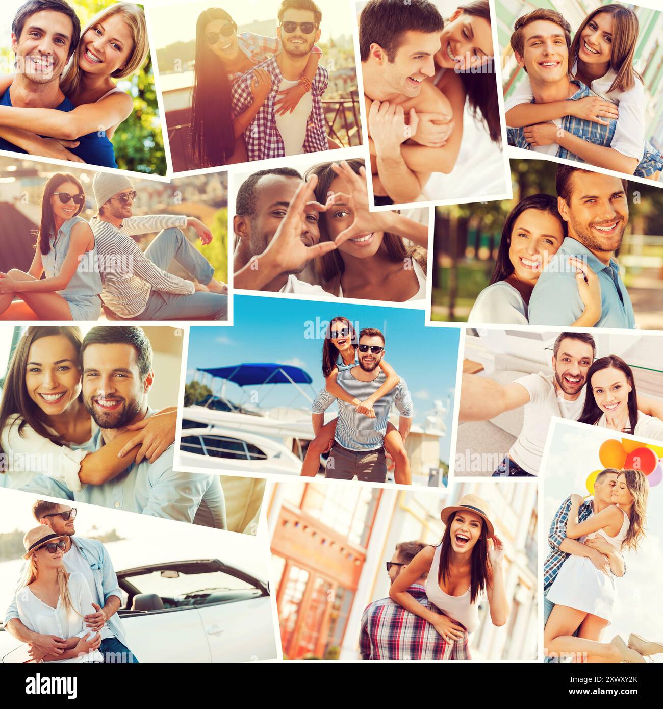 Loving couples. Collage of diverse multi-ethnic loving couples ...