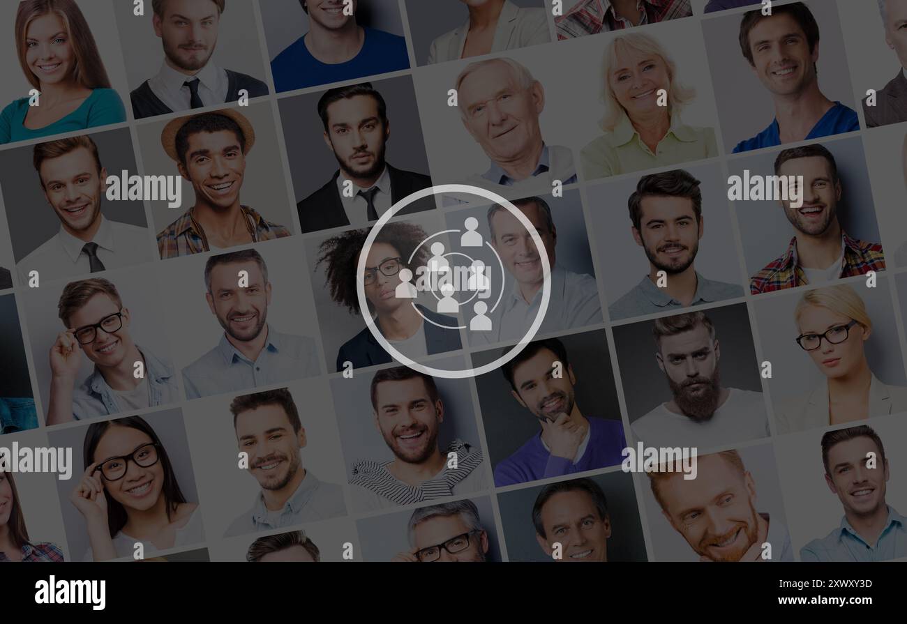 People social connection. Collage of diverse multi-ethnic and mixed age ...