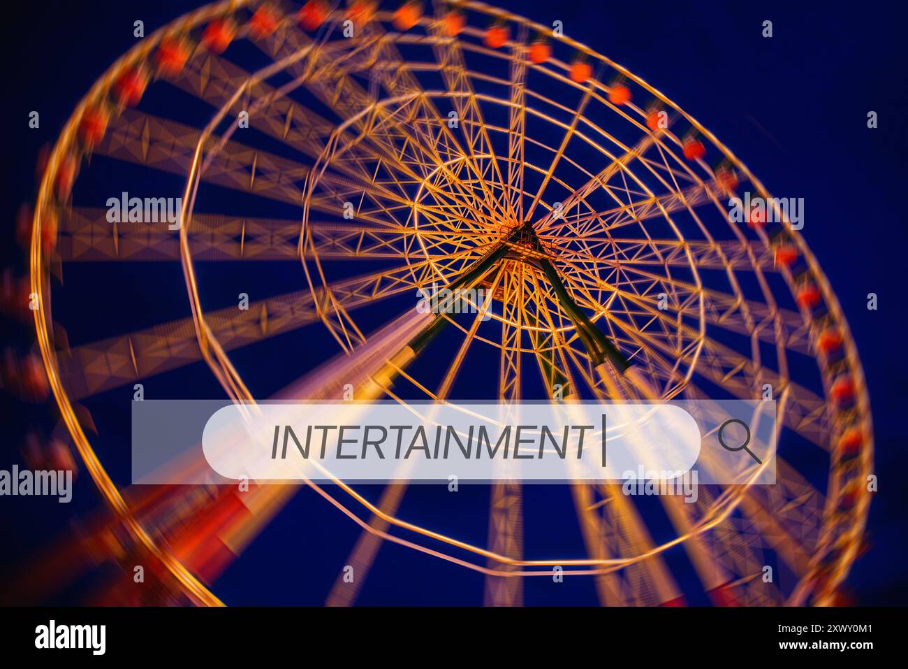 Make your night. Shot of merry-go-round carousel at night time Stock ...