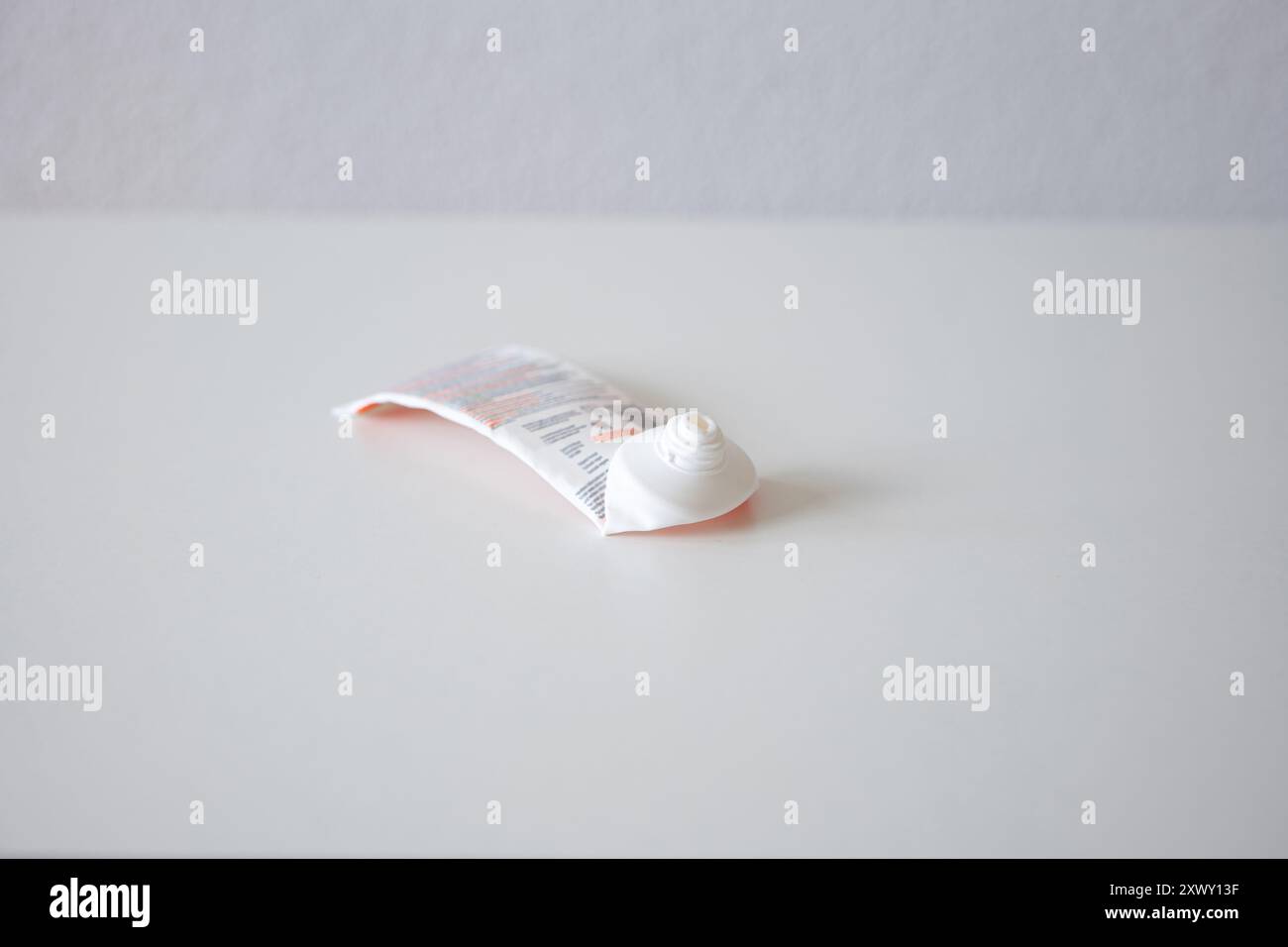 Empty toothpaste tube isolated on white. Close up shot, no people Stock ...