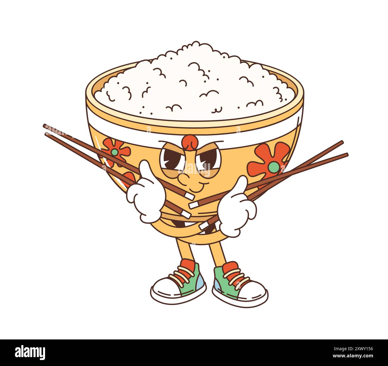 Rice Bowl Cartoon Rice In Bowl Vector. Japan Rice Cartoon. Wheat.