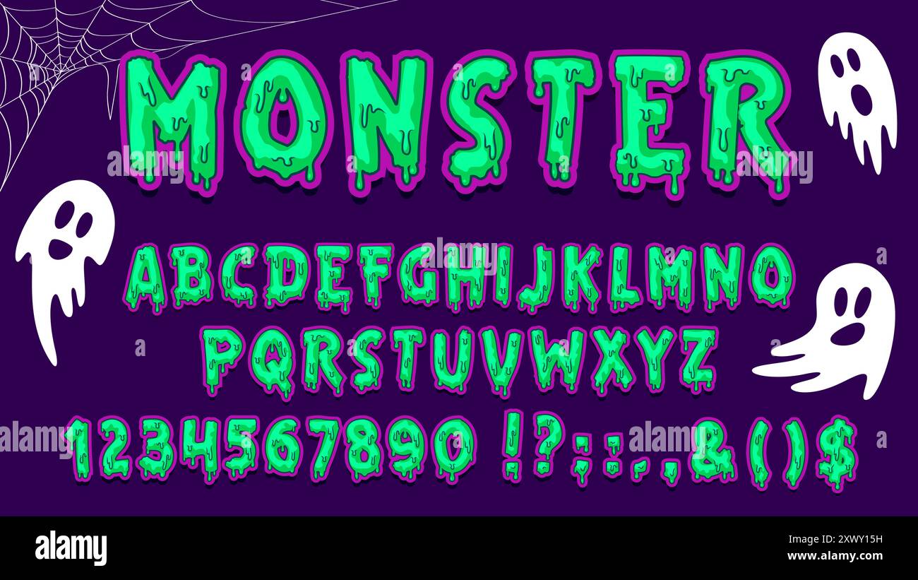 Halloween scary font, monster type, zombie typeface, spooky Helloween ...