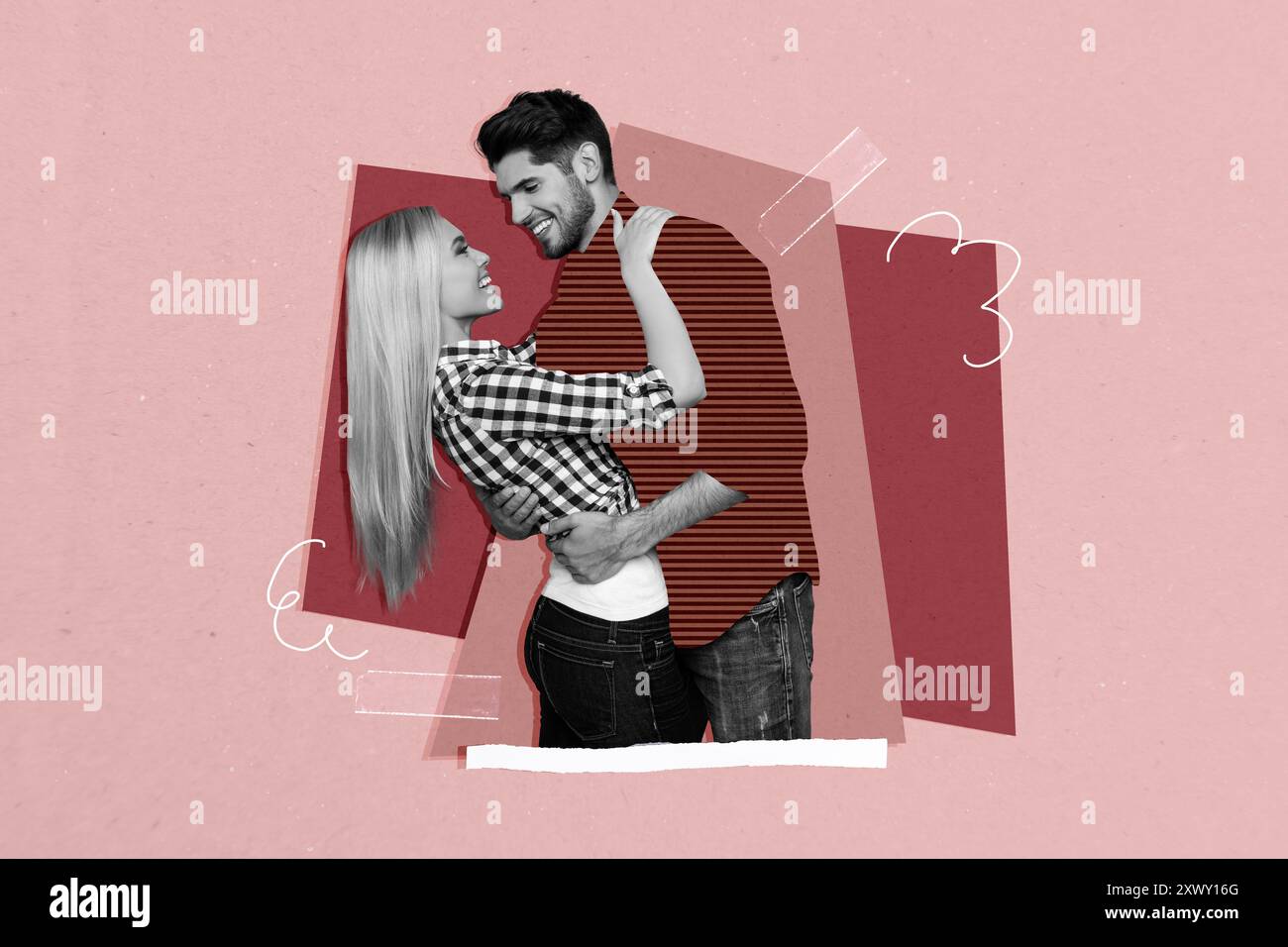 Composite trend artwork sketch image photo collage of family love ...