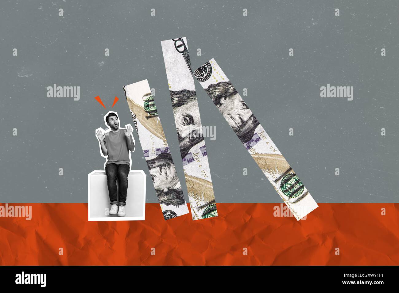 Composite trend artwork sketch collage of monochrome silhouette young ...