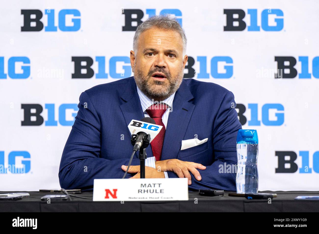 FILE - Nebraska head coach Matt Rhule talks with reporters during an ...