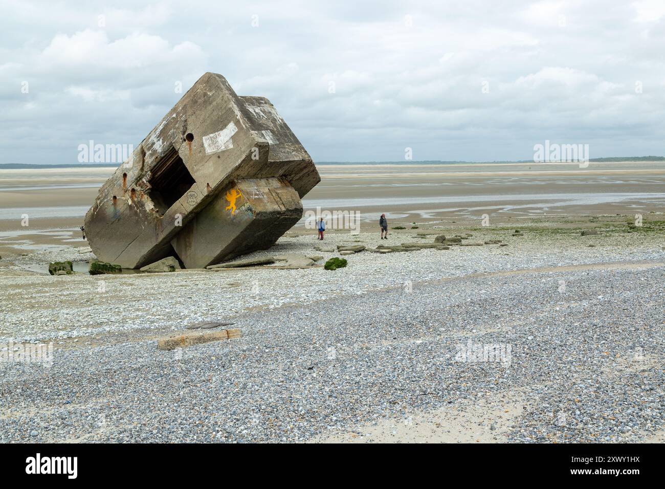 Second World War German bunker on the beach at Le Hourdel near Cayeux ...