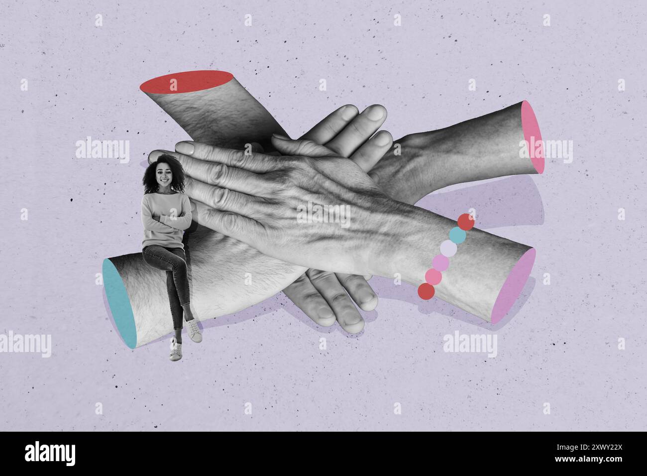 Composite trend artwork 3D sketch image photo collage of hands appear ...
