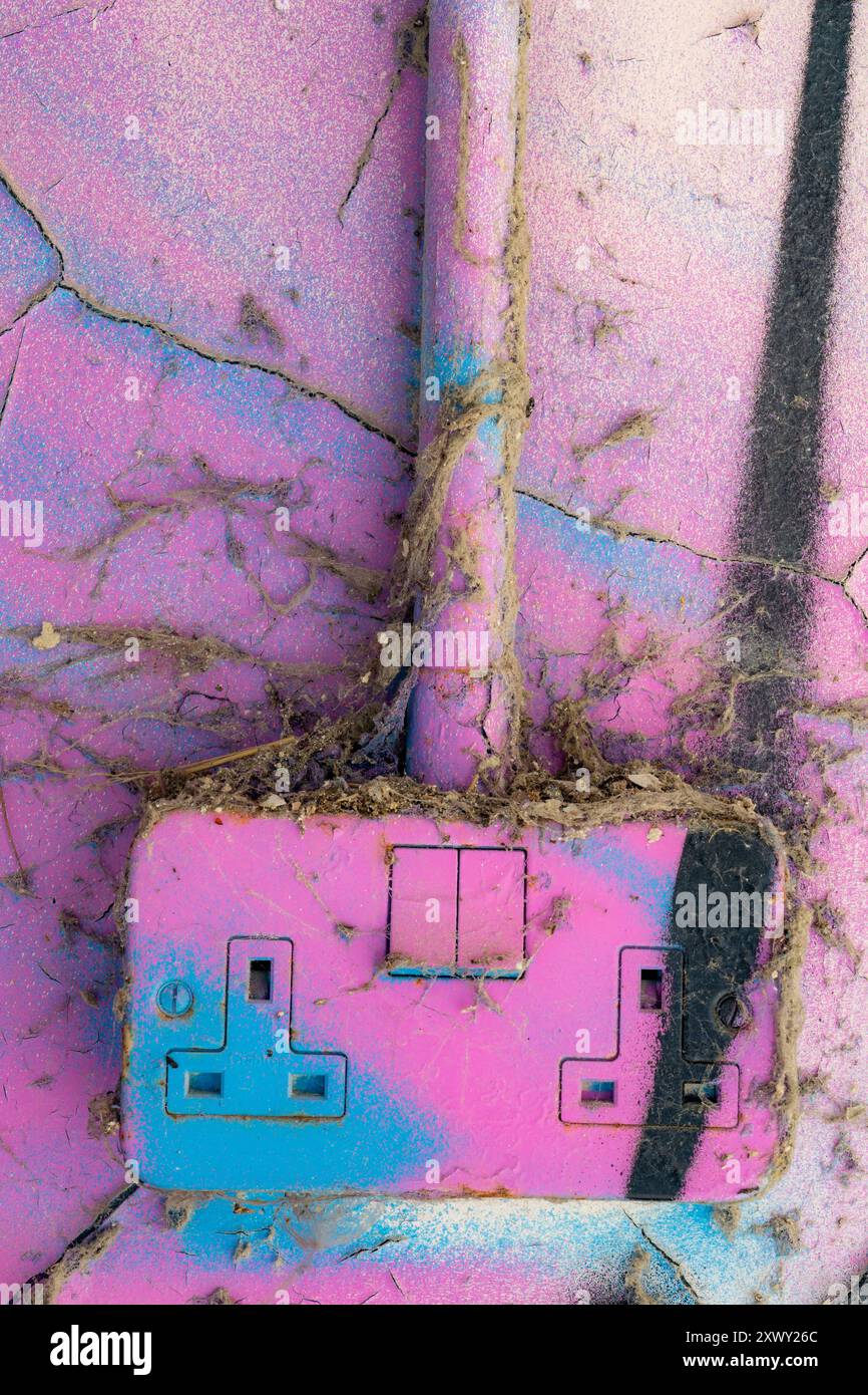 Old three pin sockets in abandoned building Stock Photo - Alamy