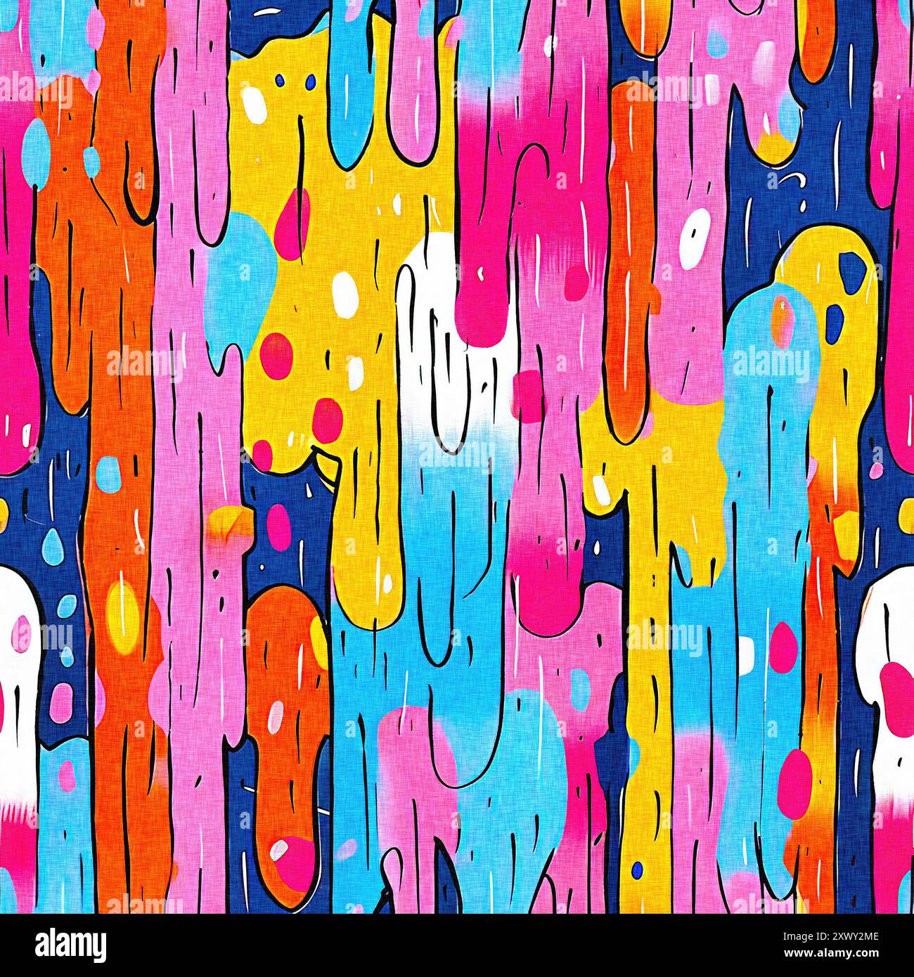 Fun dripping paint effect digital pattern with whimsical ink splodge ...