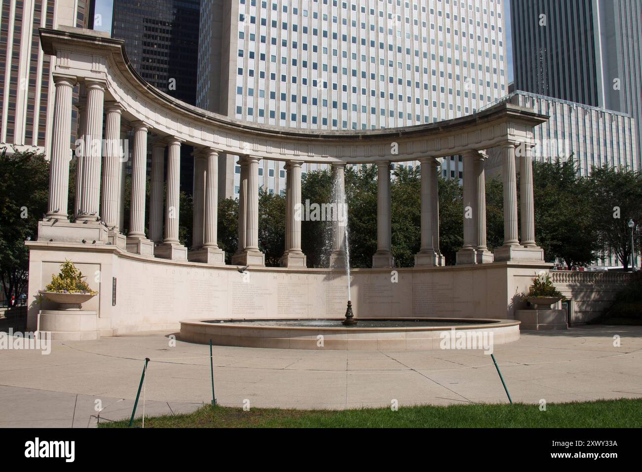 The Millennium Monument and the skyline with modern architecture ...