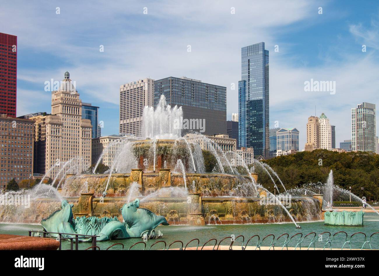 The skyline with modern architecture buildings in Chicago, IL, USA ...
