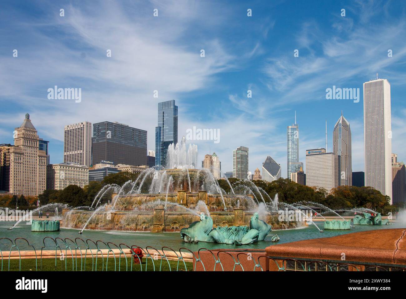 The skyline with modern architecture buildings in Chicago, IL, USA ...