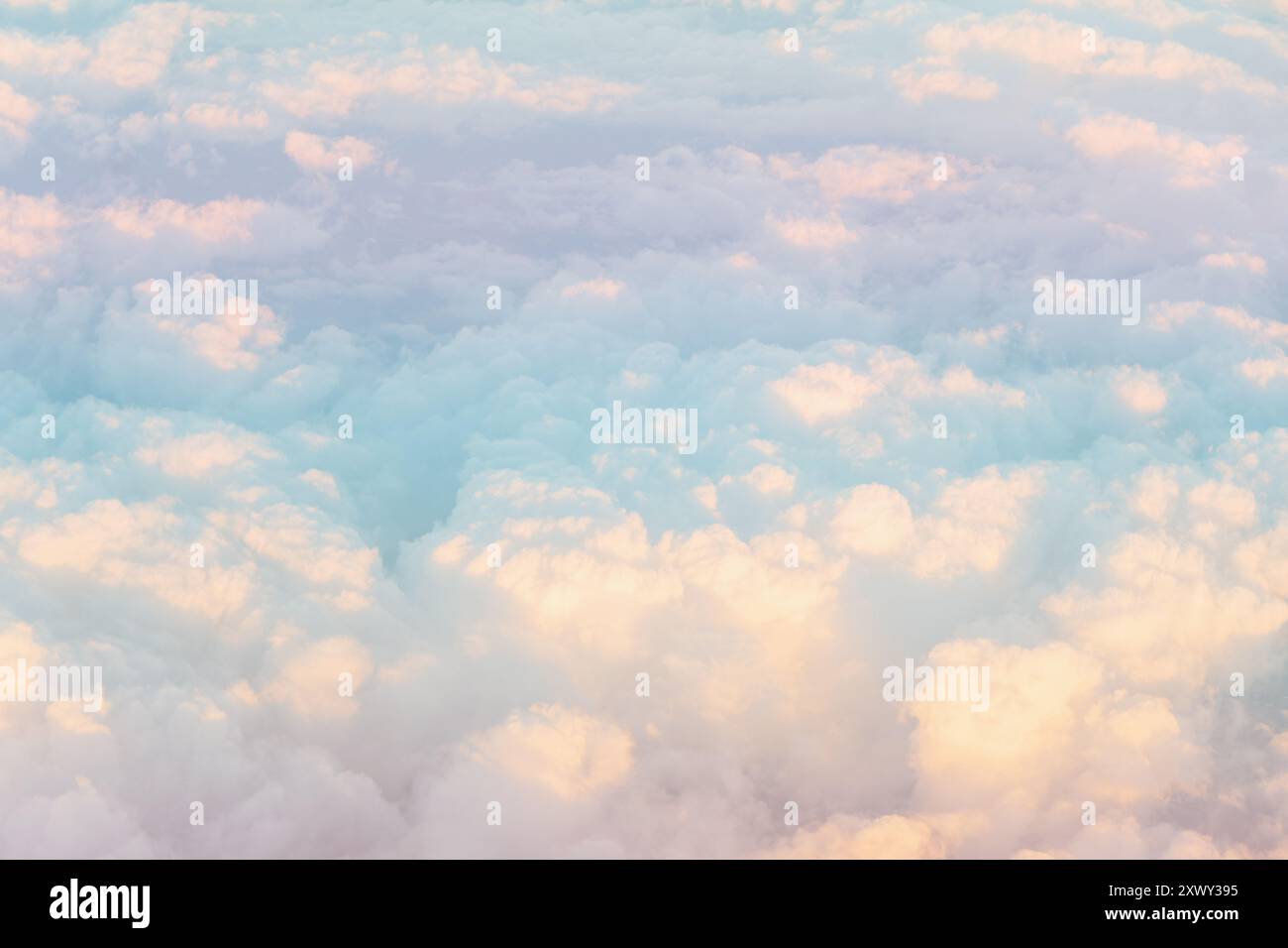 Aerial view of gradient pastel colors of fluffy colorful clouds. Copy ...