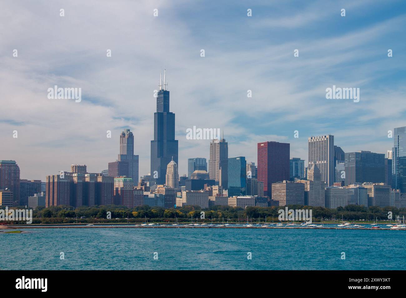 The Lake Michigan, Willis Tower and the Modern Architecture Tower ...