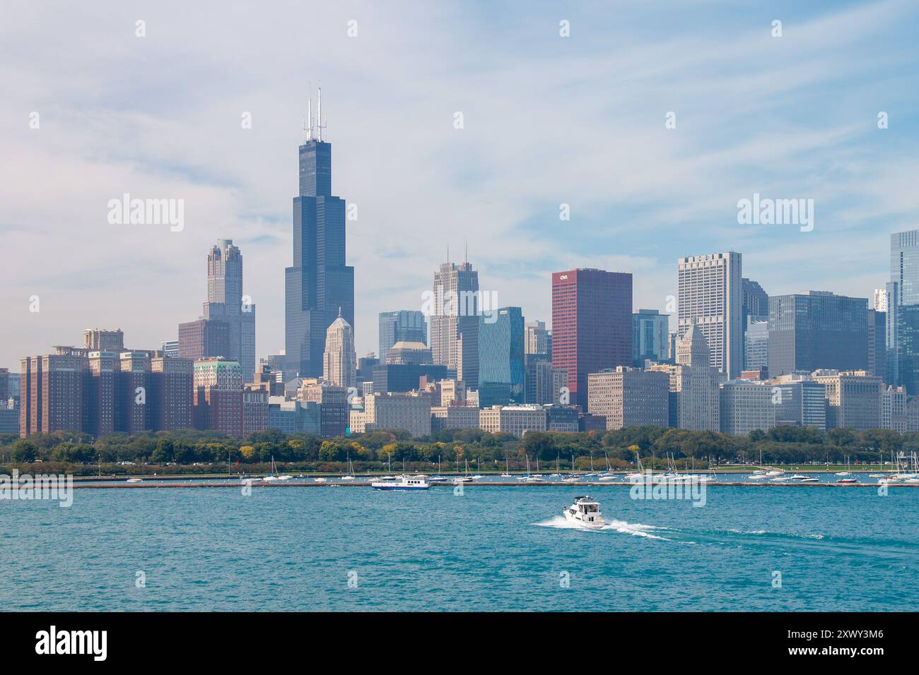 The Lake Michigan, Willis Tower and the Modern Architecture Tower ...