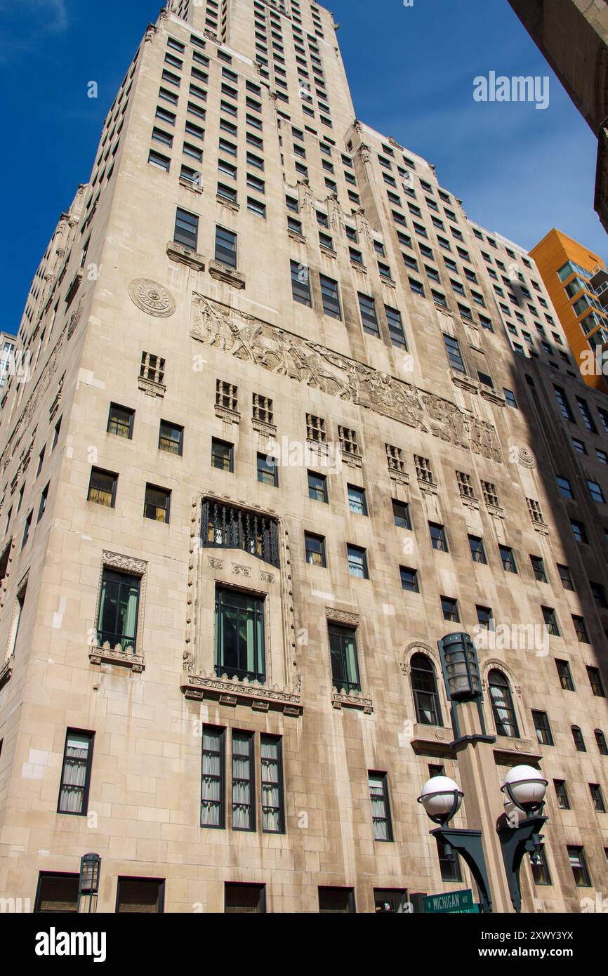 Detail of the engravings on the tower of the art deco iconic ...