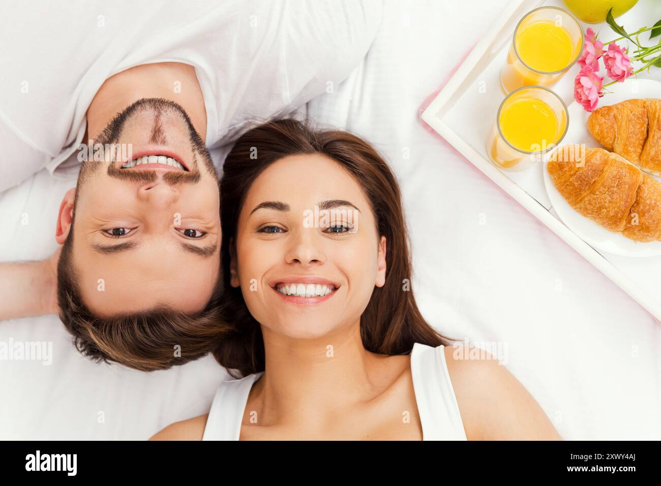 Top view young loving couple hi-res stock photography and images - Alamy