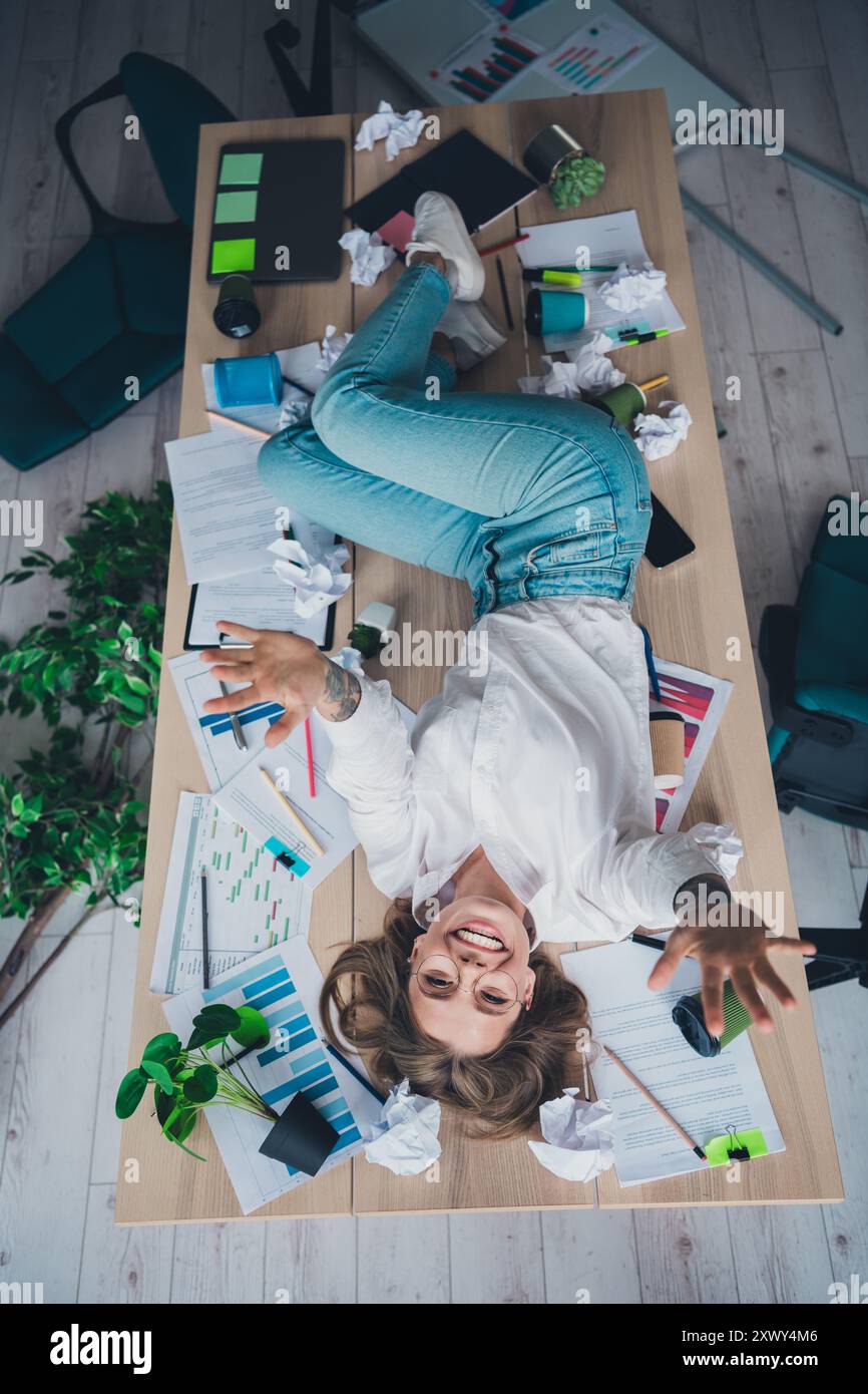 Vertical upside down above view portrait of professional corporate ...