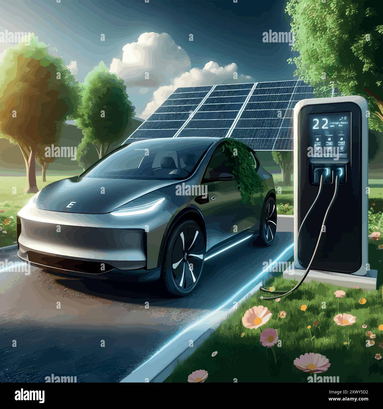 Electric Car- The Ultimate Guide to Going Green Stock Vector Image ...