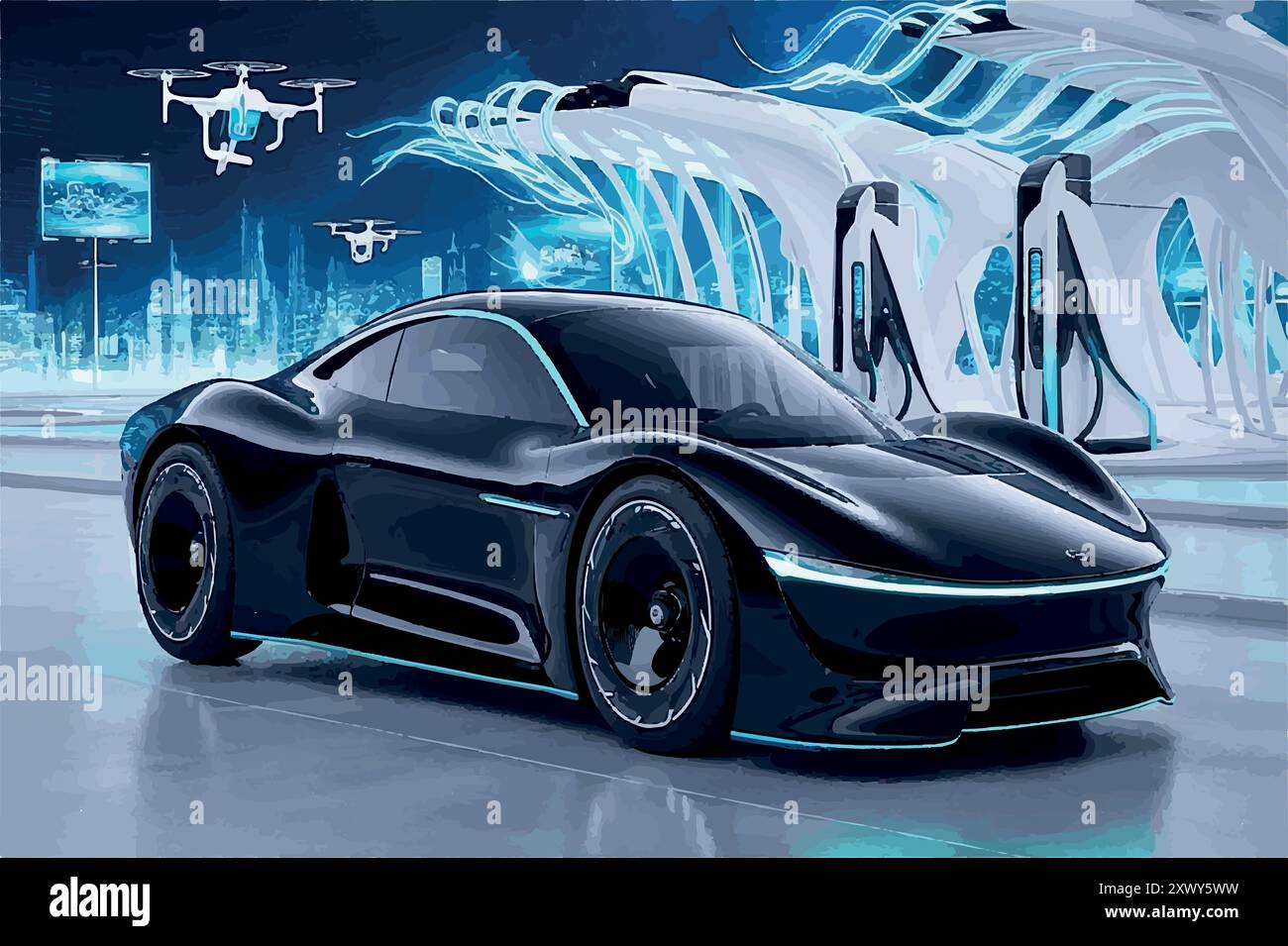 Electric Car is Revolutionizing the Transportation Stock Vector Image ...