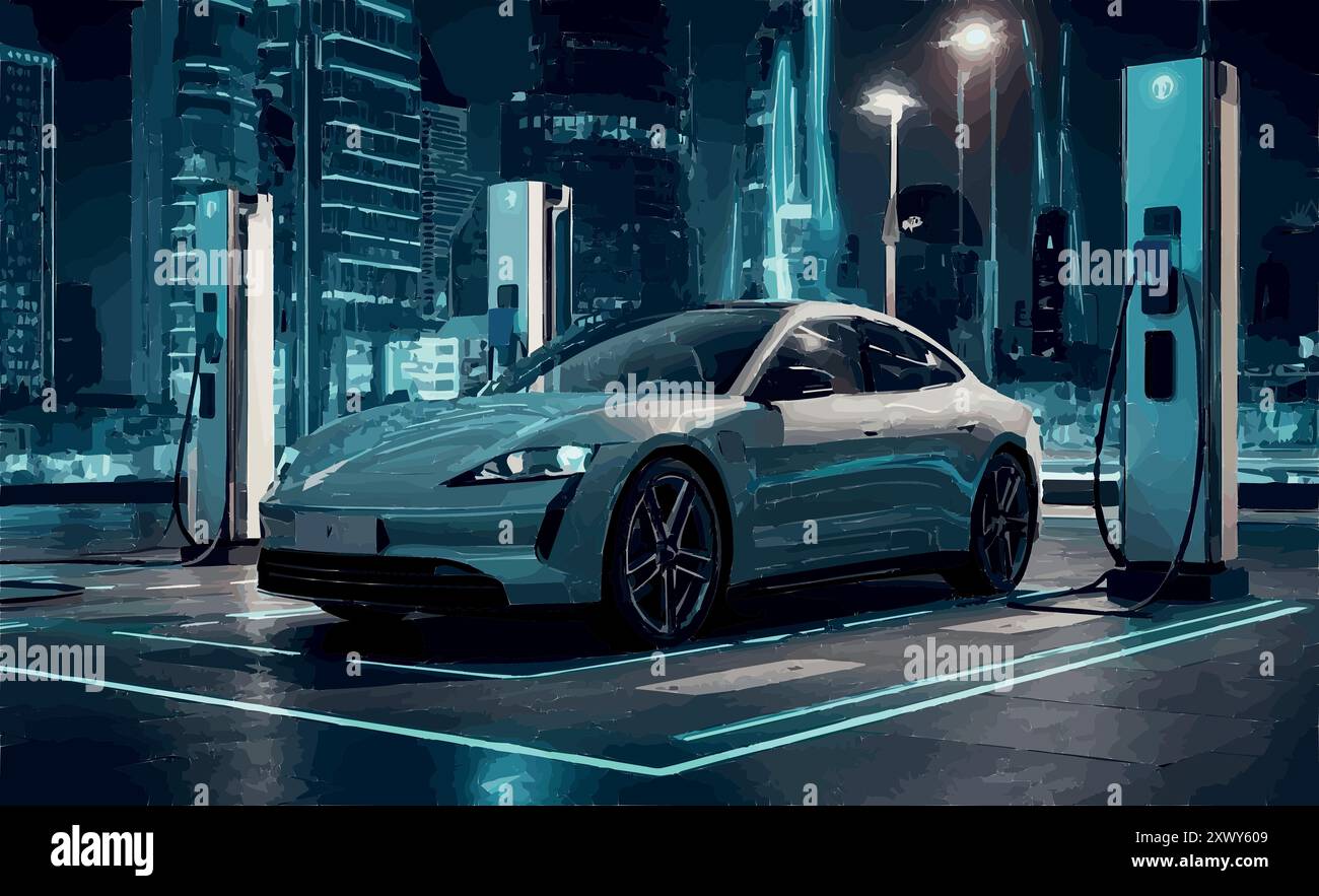 Electric Car is Driving Toward a Sustainable Future Stock Vector Image ...