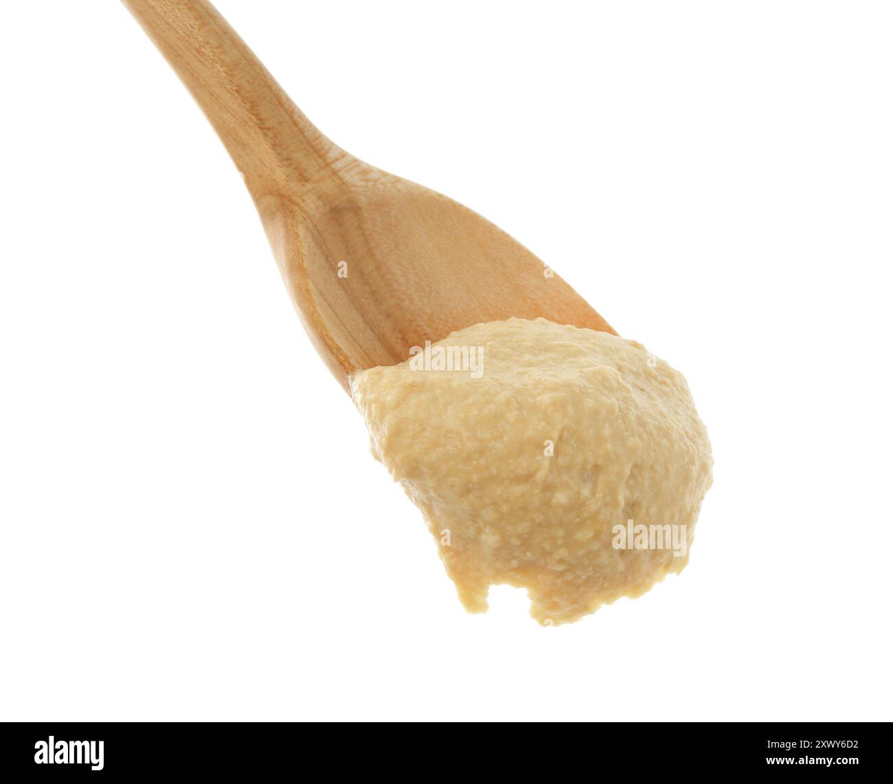 Spoon with delicious hummus isolated on white Stock Photo - Alamy