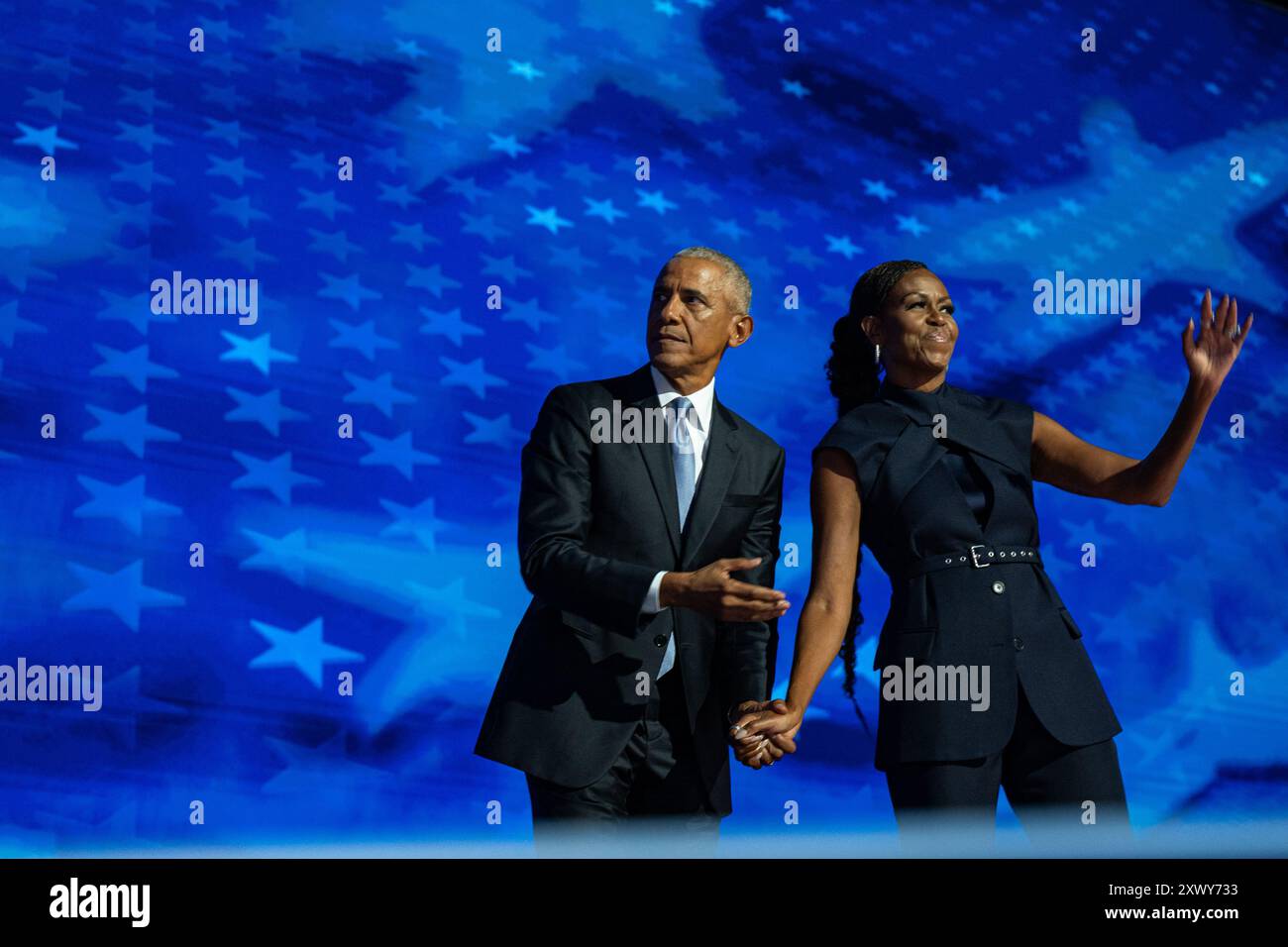 Illinois, USA, August 20, 2024. Former US President Barack Obama and ...