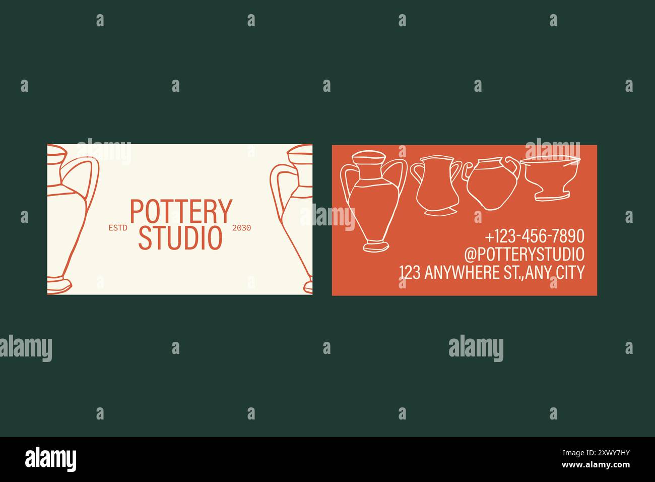 Orange and White Pottery Studio Business Card Design Template Stock ...