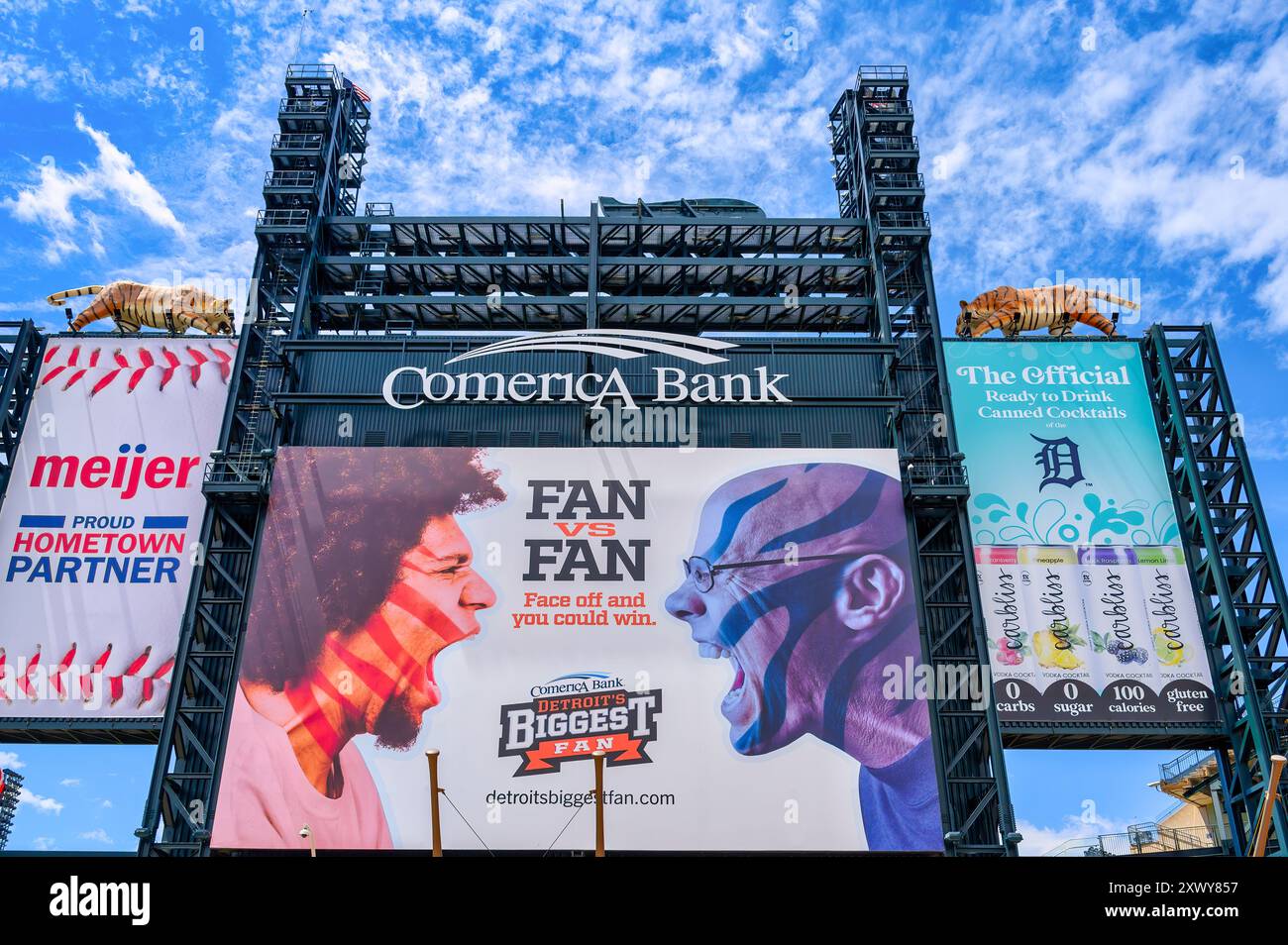 Detroit, USA - August 1, 2024: large advertisement billboard and ...