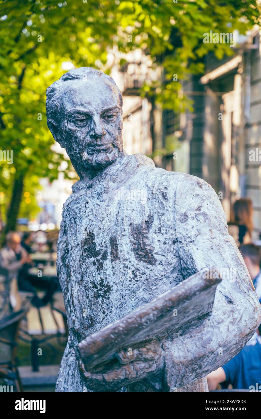 A statue of Aleksandar Deroko stands prominently in Belgrade ...